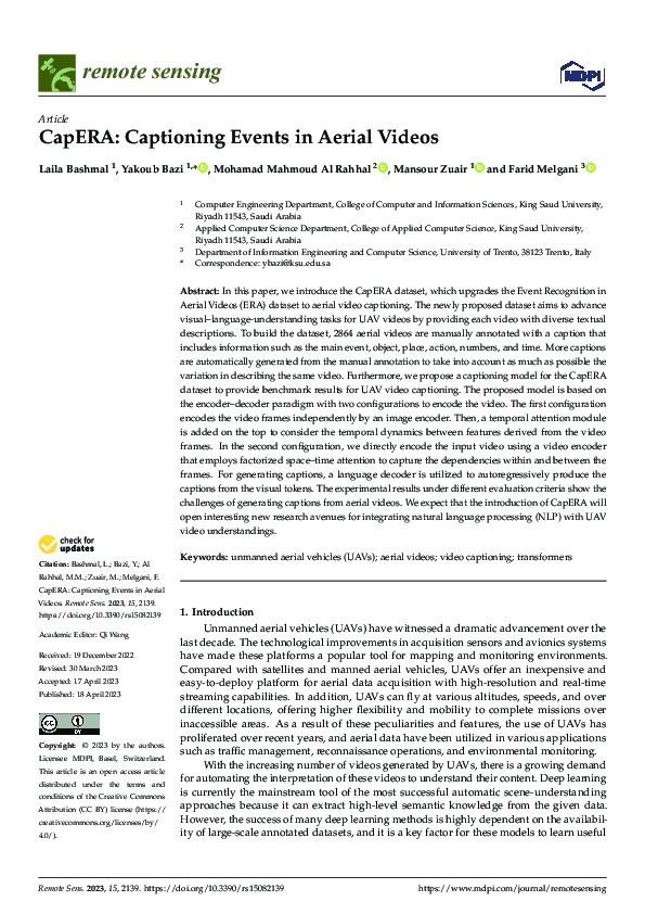 (PDF) CapERA: Captioning Events in Aerial Videos