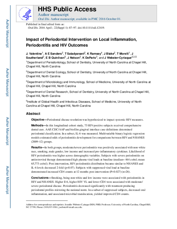 (PDF) Impact of periodontal intervention on local inflammation ...