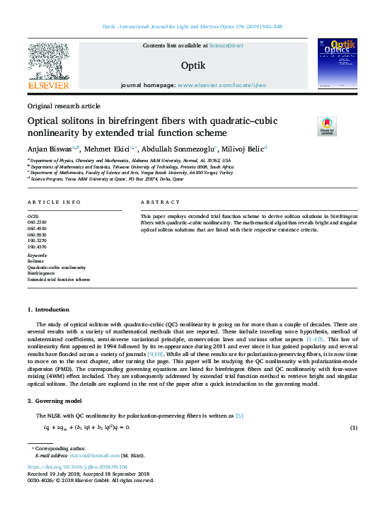 (PDF) Optical solitons in birefringent fibers with quadratic-cubic nonlinearity by extended ...
