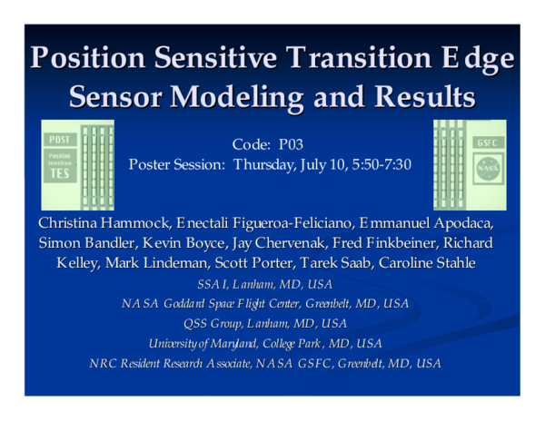 (PDF) Position-sensitive transition edge sensor modeling and results