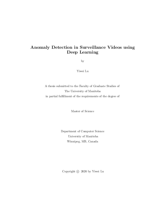 (PDF) Anomaly Detection in Surveillance Videos Using Deep Learning