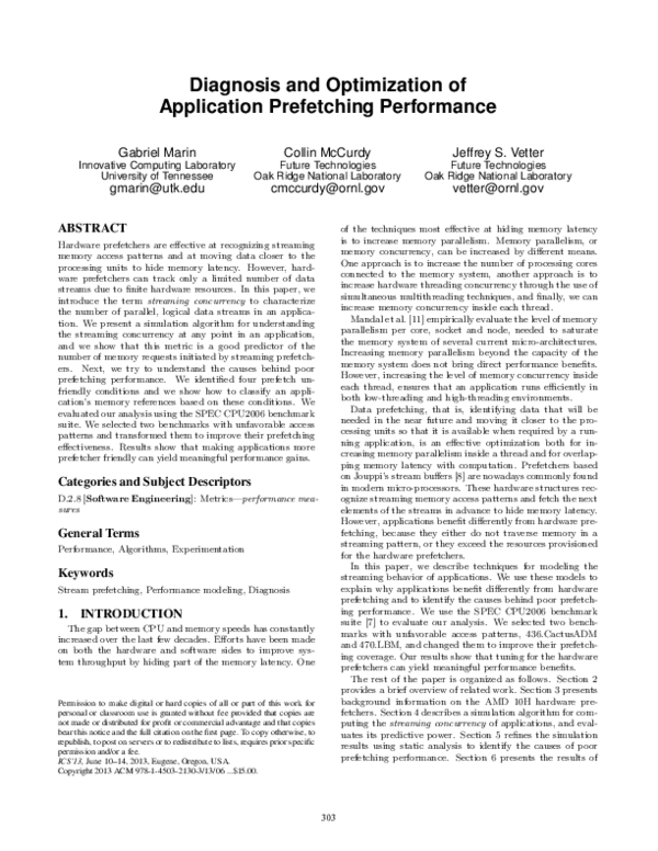 (PDF) Diagnosis and optimization of application prefetching performance