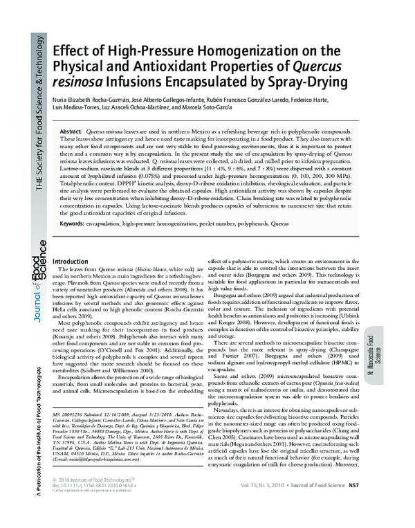(PDF) High-Pressure Homogenization of Quercus Infusions