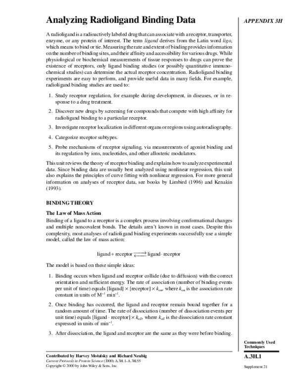(PDF) Analyzing Radioligand Binding Data