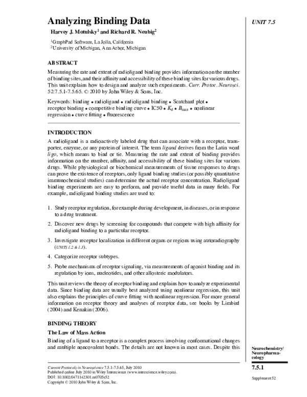 (PDF) Analyzing Binding Data