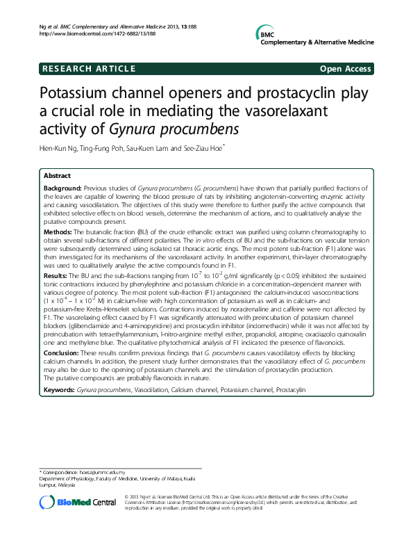 (PDF) Potassium channel openers and prostacyclin play a crucial role in ...