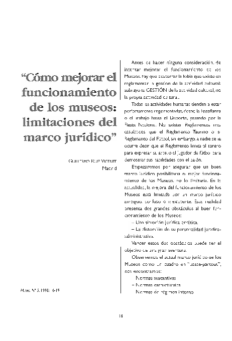 (PDF) Cómo mejorar el funcionamiento de los museos: limitaciones del marco jurídico