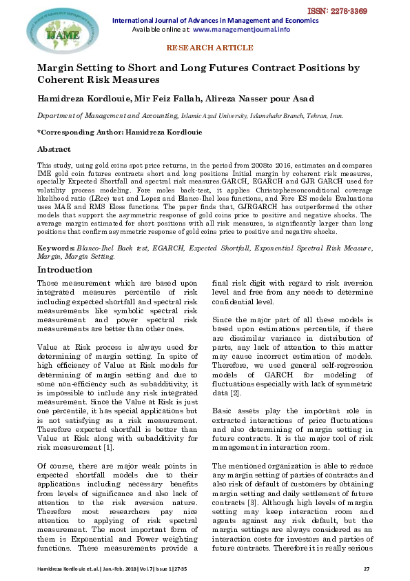 (PDF) Margin Setting to Short and Long Futures Contract Positions by ...