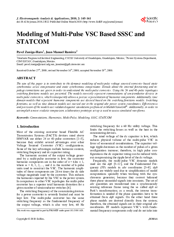 Pdf Modeling Of Multi Pulse Vsc Based Sssc And Statcom