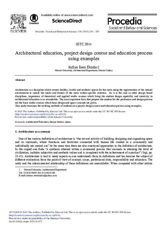 (PDF) Architectural Education, Project Design Course and Education ...