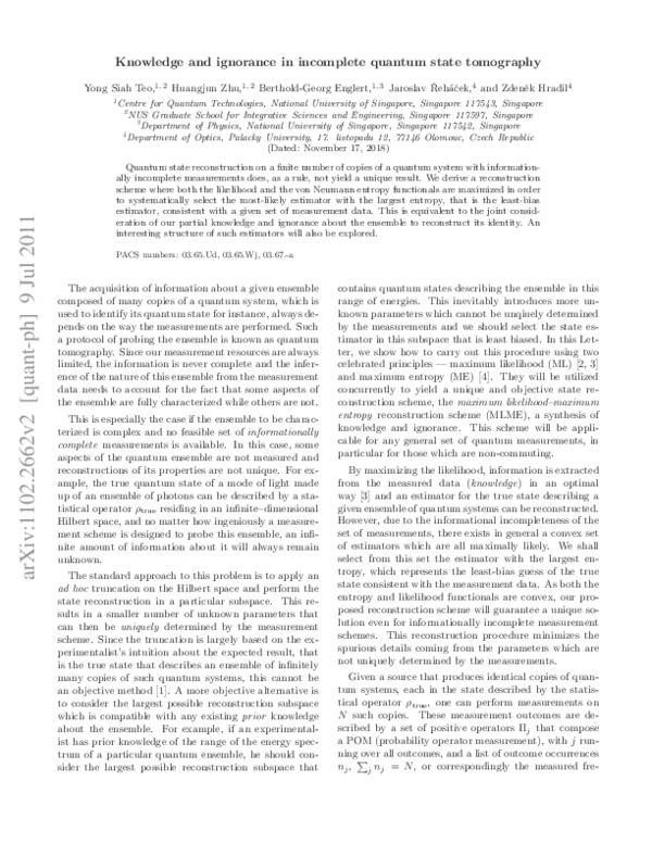 (PDF) Quantum-State Reconstruction by Maximizing Likelihood and Entropy