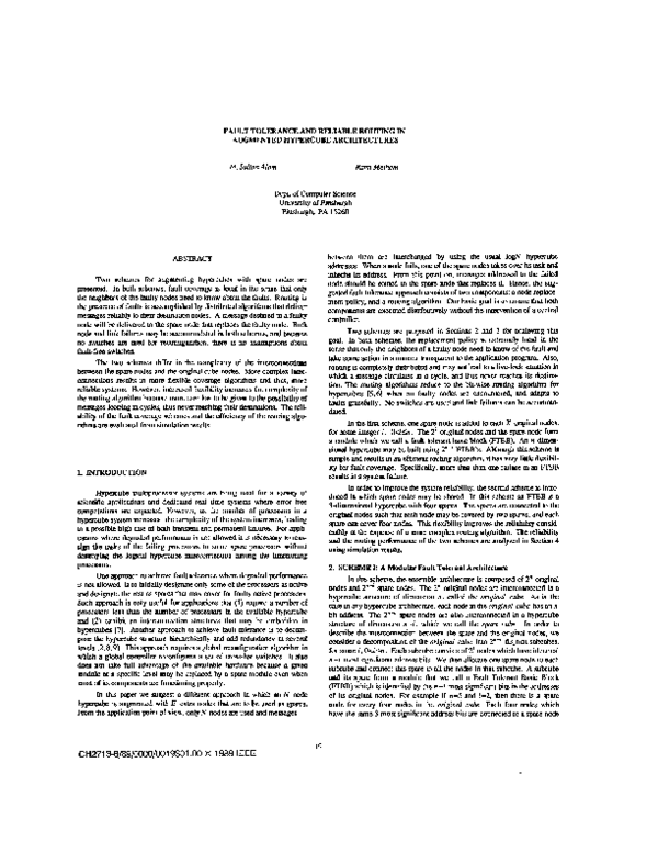 (PDF) Fault tolerance and reliable routing in augmented hypercube architectures | Shamsul Alam ...