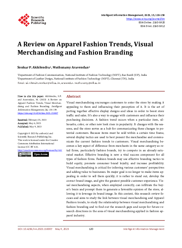(PDF) A Review on Apparel Fashion Trends, Visual Merchandising and ...