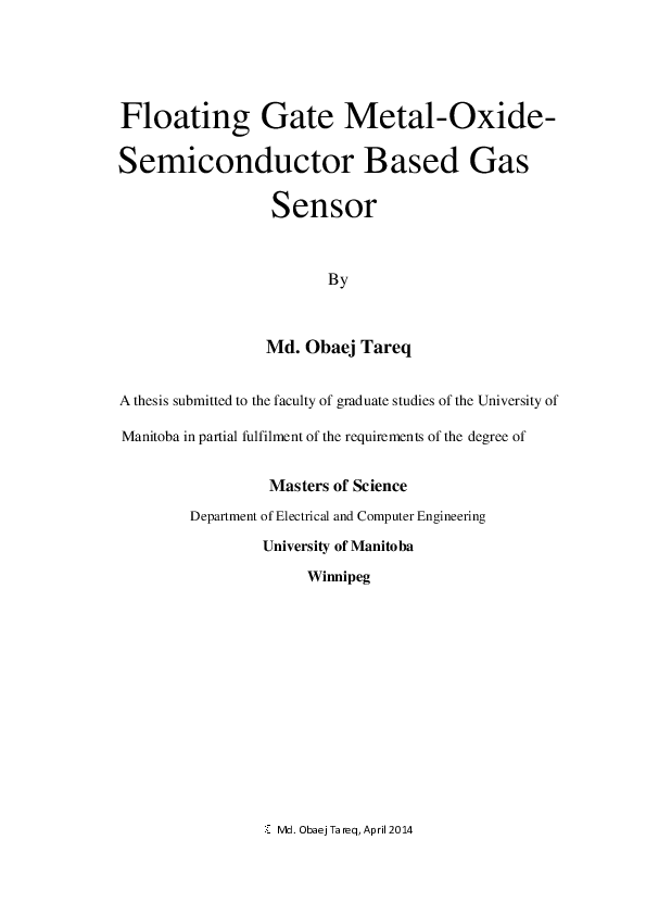 (PDF) Floating Gate Metal-Oxide-Semiconductor Based Gas Sensor