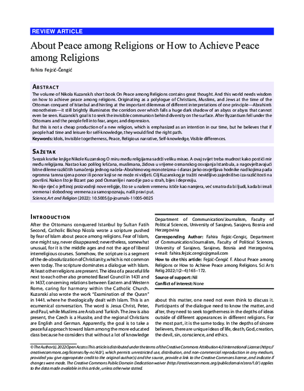 (PDF) About Peace among Religions or How to Achieve Peace among Religions