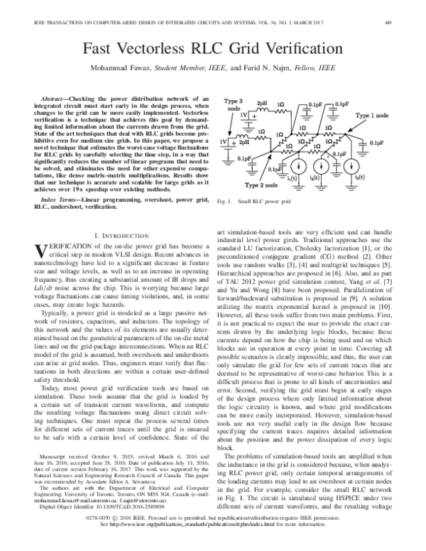 (PDF) Fast Vectorless RLC Grid Verification