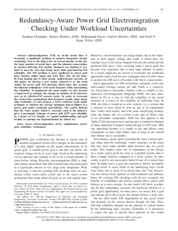 (PDF) Redundancy-Aware Power Grid Electromigration Checking Under Workload Uncertainties