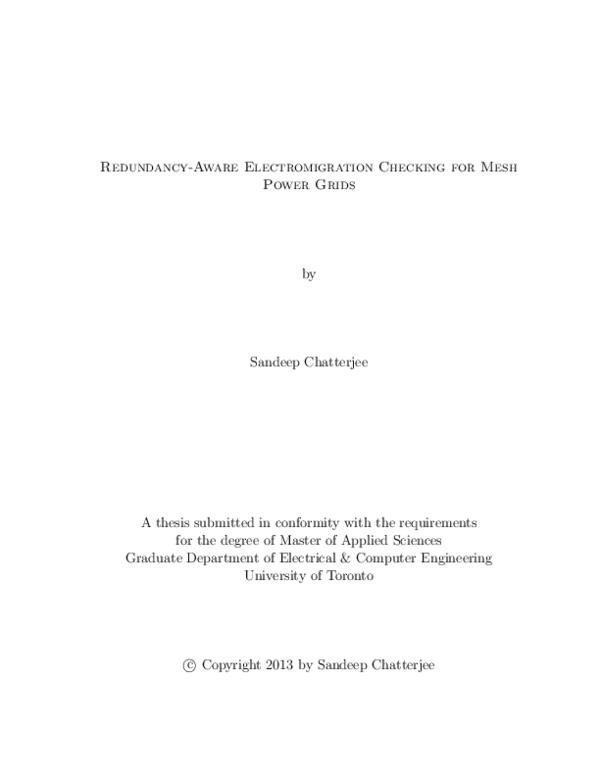 (PDF) Redundancy-aware Electromigration checking for mesh power grids