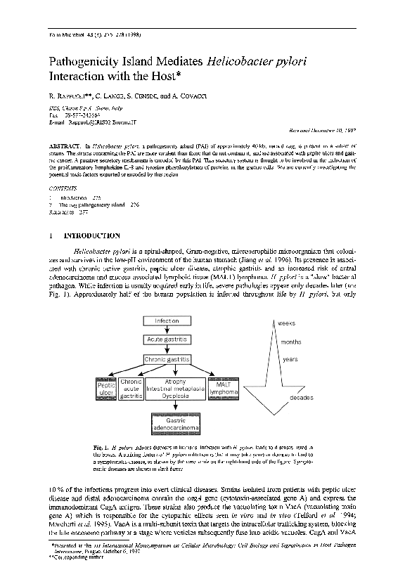 (PDF) Pathogenicity island mediatesHelicobacter pylori interaction with ...
