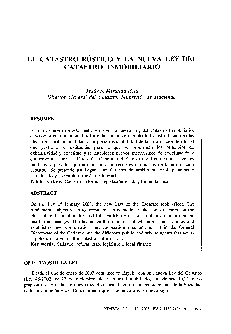 (PDF) El catastro rústico y la nueva Ley del Catastro Inmobiliario