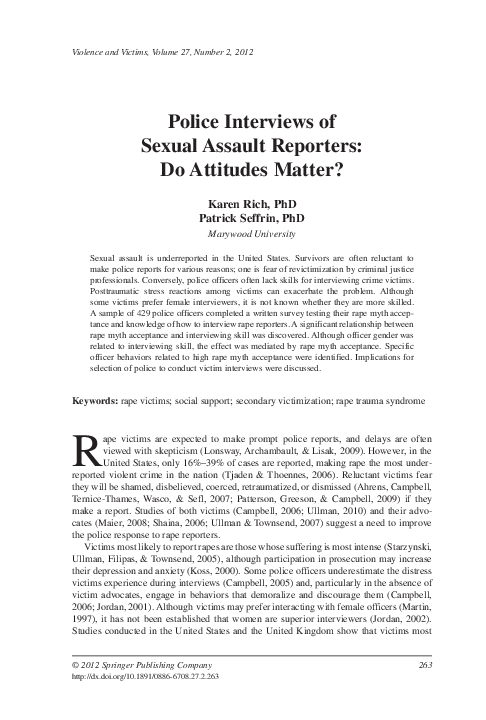(PDF) Police Interviews of Sexual Assault Reporters: Do Attitudes Matter?