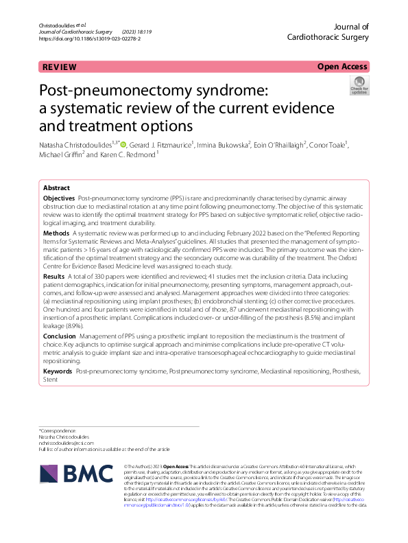 (PDF) Post-pneumonectomy syndrome: a systematic review of the current ...