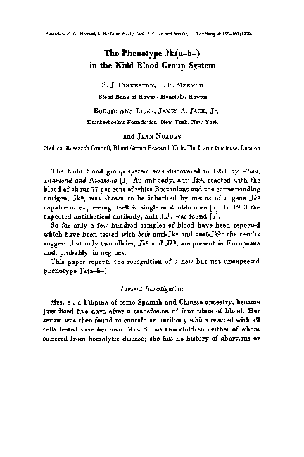(PDF) The Phenotype Jk(a-b-) in the Kidd Blood Group System