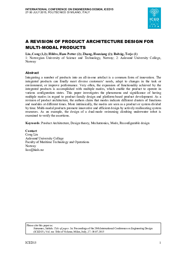A Revision of Product Architecture Design for Multi-Modal Products