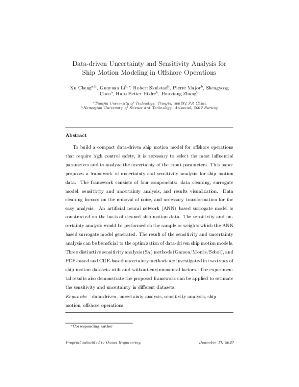 (PDF) Data-driven uncertainty and sensitivity analysis for ship motion modeling in offshore ...