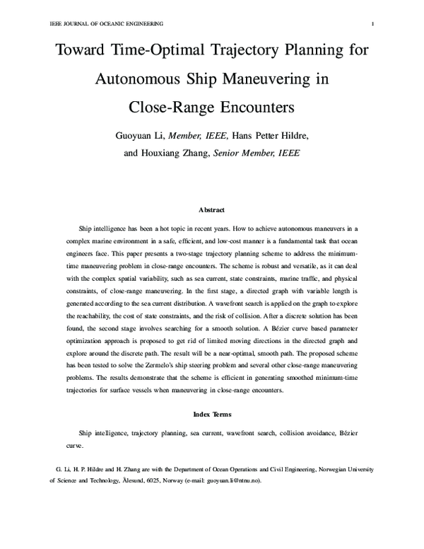 (PDF) Toward Time-Optimal Trajectory Planning for Autonomous Ship ...