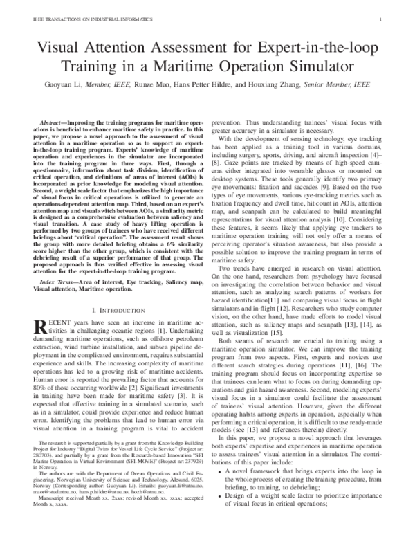 (PDF) Visual Attention Assessment for Expert-in-the-Loop Training in a Maritime Operation Simulator