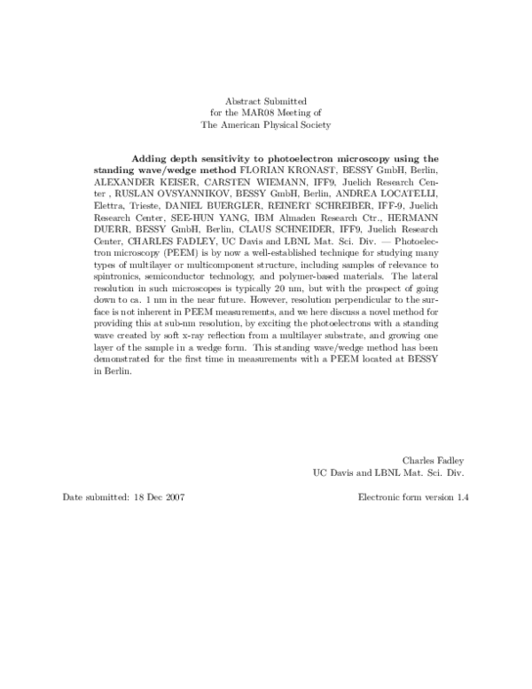(PDF) Adding depth sensitivity to photoelectron microscopy using the ...
