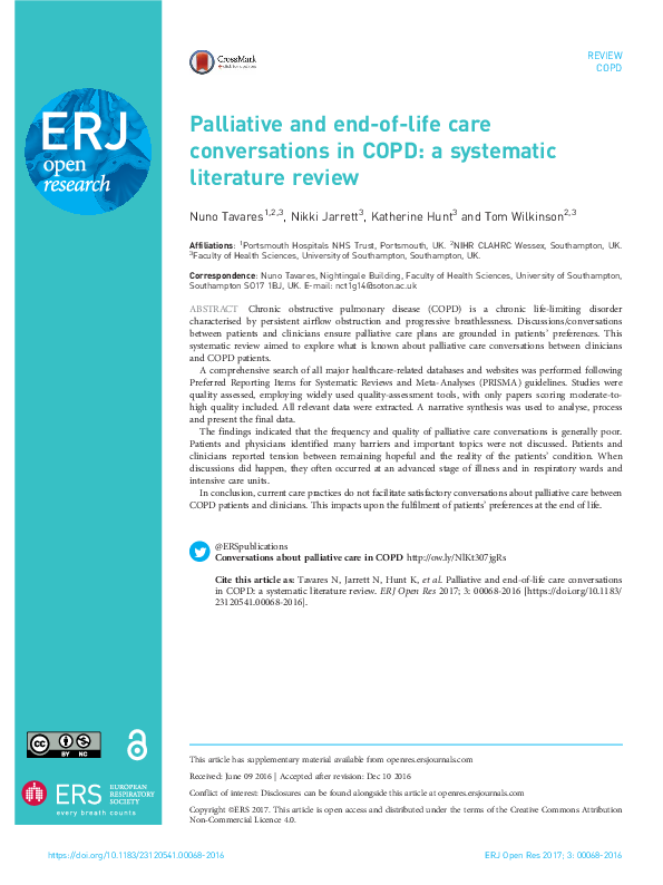 (PDF) Palliative and end-of-life care conversations in COPD: a ...