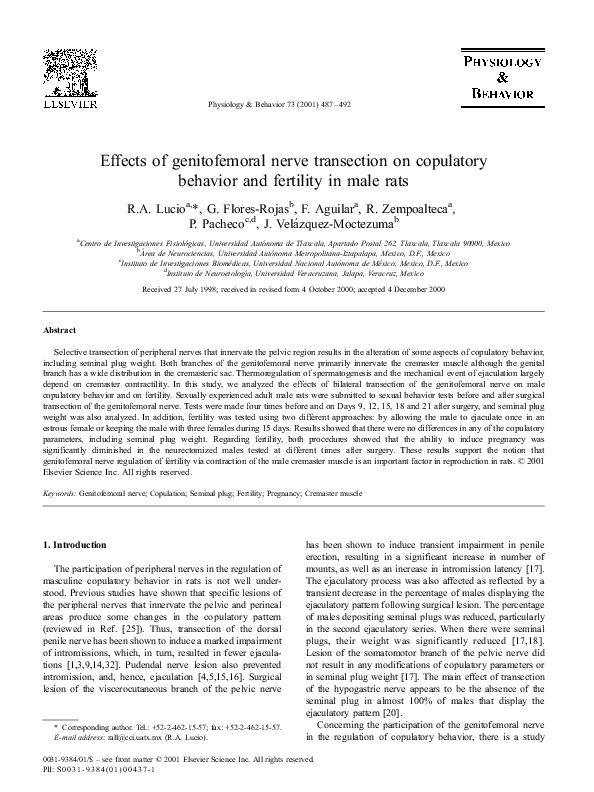 (PDF) Effects of genitofemoral nerve transection on copulatory behavior ...