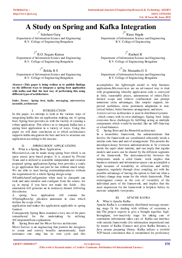 (PDF) A Study on Spring and Kafka Integration