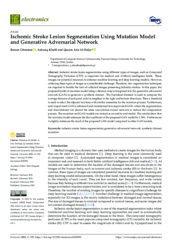 (PDF) Ischemic Stroke Lesion Segmentation Using Mutation Model and Generative Adversarial Network