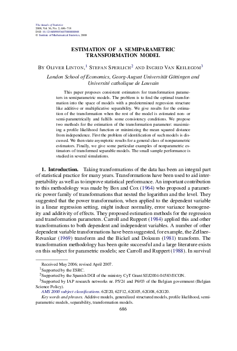 (PDF) Estimation of a semiparametric transformation model | Ingrid Van Keilegom - Academia.edu