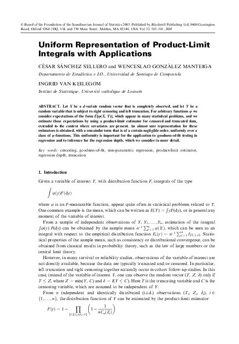 (PDF) Uniform Representation of Product-Limit Integrals with Applications