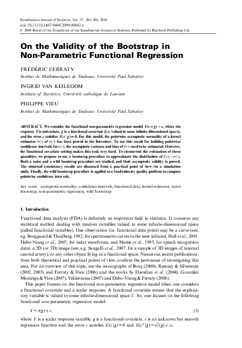 Pdf On The Validity Of The Bootstrap In Non Parametric Functional