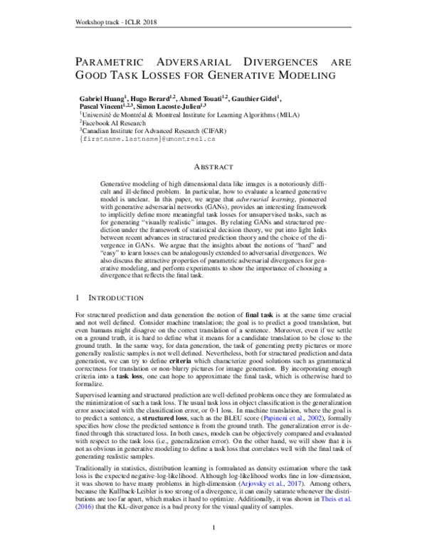 (PDF) Good Task Losses for Generative Modeling