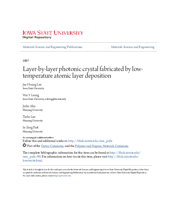 (PDF) Layer-by-layer photonic crystal fabricated by low-temperature atomic layer deposition