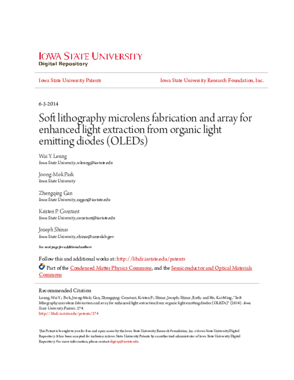 (PDF) Soft lithography microlens fabrication and array for enhanced light extraction from ...
