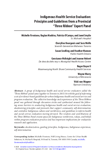 (PDF) Indigenous Health Service Evaluation: Principles and Guidelines ...