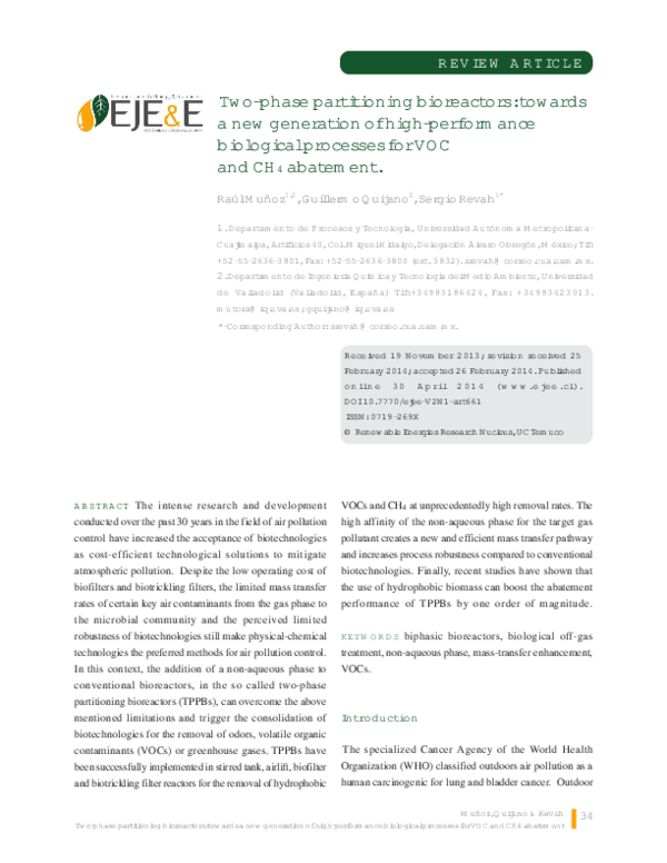 (PDF) Two-phase partitioning bioreactors: towards a new generation of ...