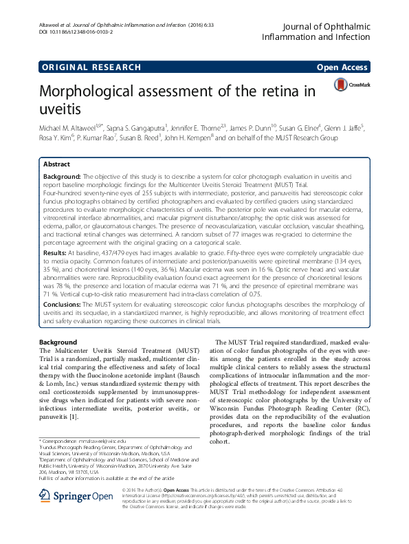 (PDF) Morphological assessment of the retina in uveitis