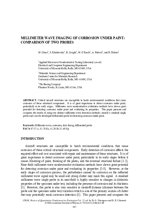 (PDF) Millimeter Wave Imaging of Corrosion Under Paint: Comparison of ...