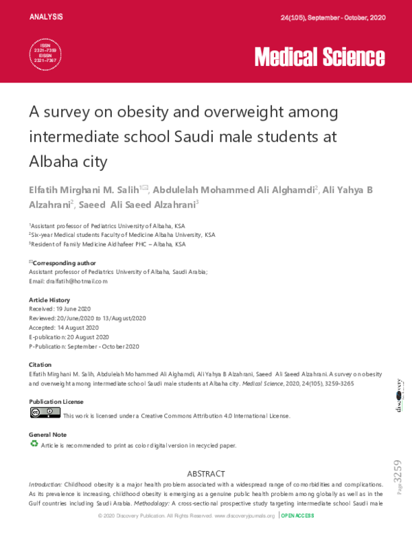 (PDF) A survey on obesity and overweight among intermediate school ...