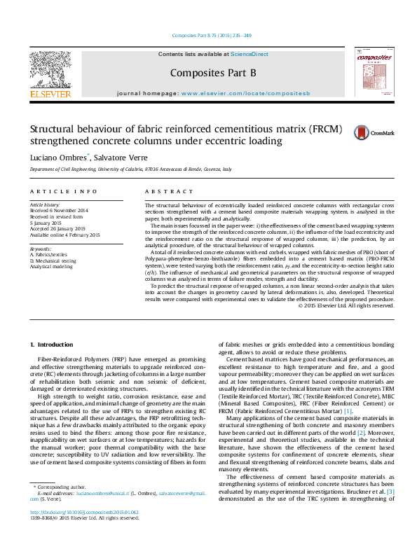 (PDF) Structural behaviour of fabric reinforced cementitious matrix ...