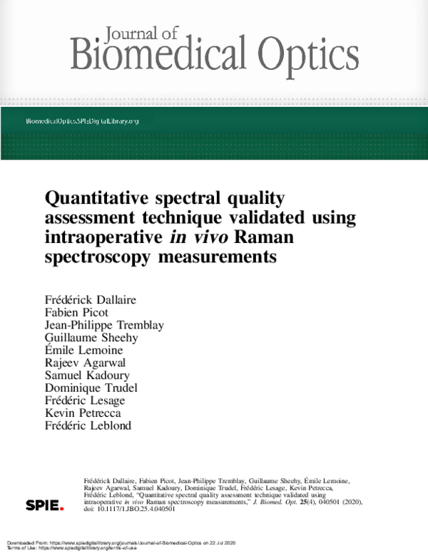 (PDF) Quantitative spectral quality assessment technique validated using intraoperative in vivo ...