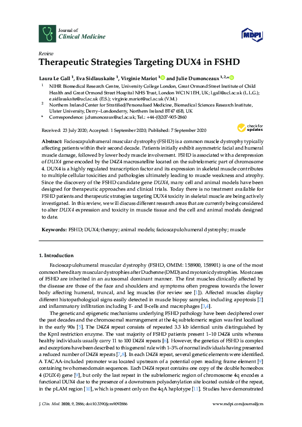 (PDF) Therapeutic Strategies Targeting DUX4 in FSHD